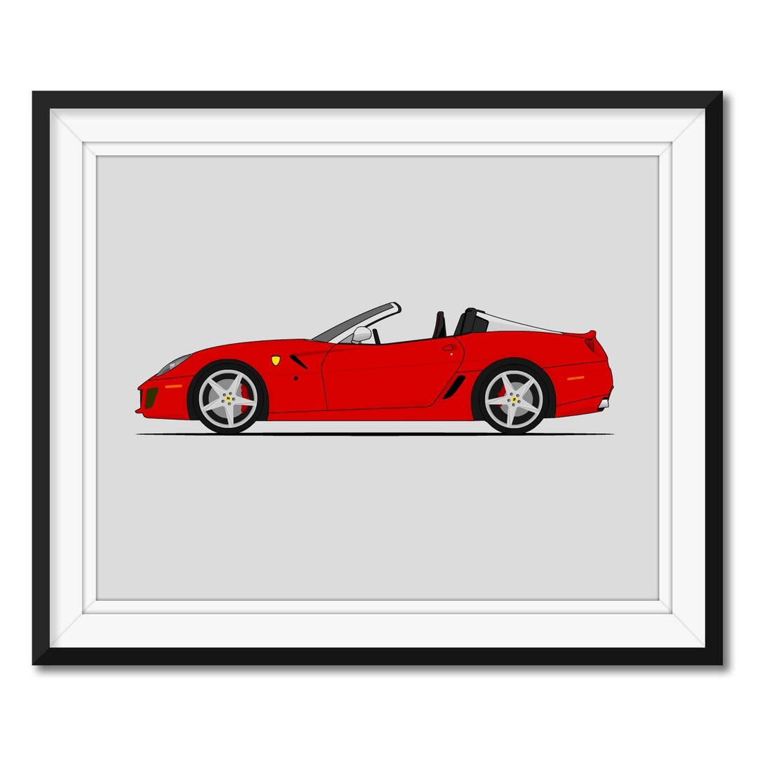 Ferrari 599 SA Aperta 2010-2013 side Profile Inspired Car Poster Print ...