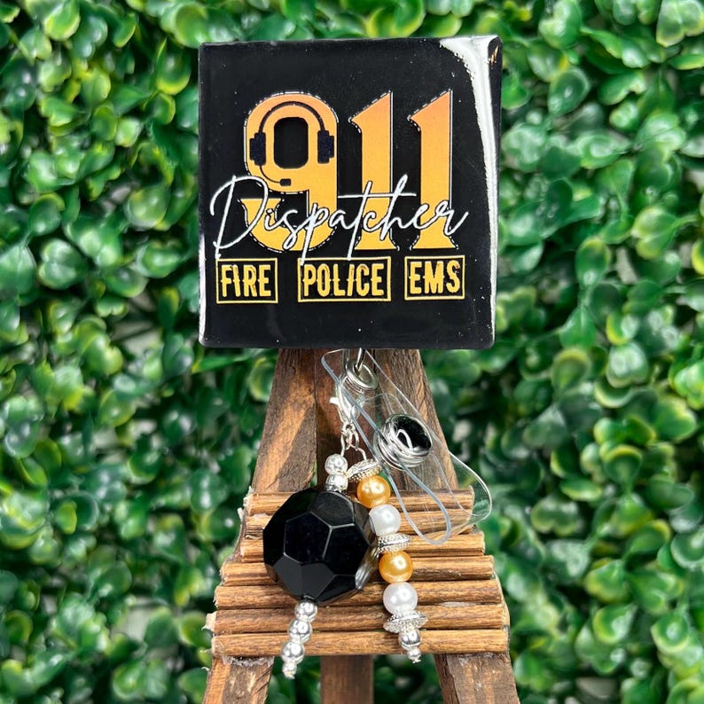911 Dispatcher Badge Reel: Fire Badge, Acrylic Swivel Clip ID Holder - Etsy