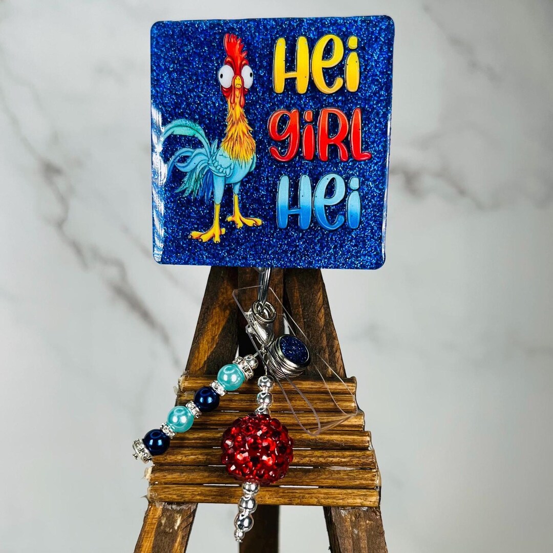 Hei Girl Hei Rooster Chicken Badge Reels, RN, Vet Tech, Retractable ...
