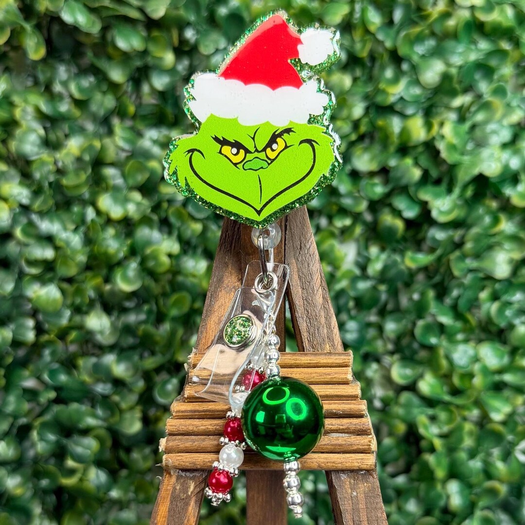Grinch-inspired Christmas Badge Reel • Holiday ID Holder • Festive ...