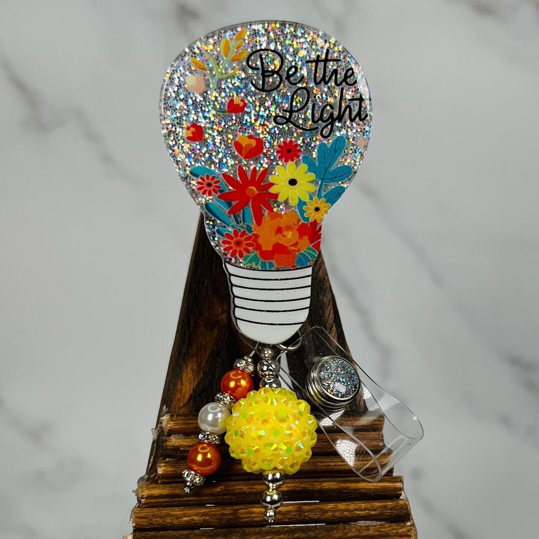 Be the Light, Light Bulb Badge Reels, RN, Vet Tech, Retractable Badge ...
