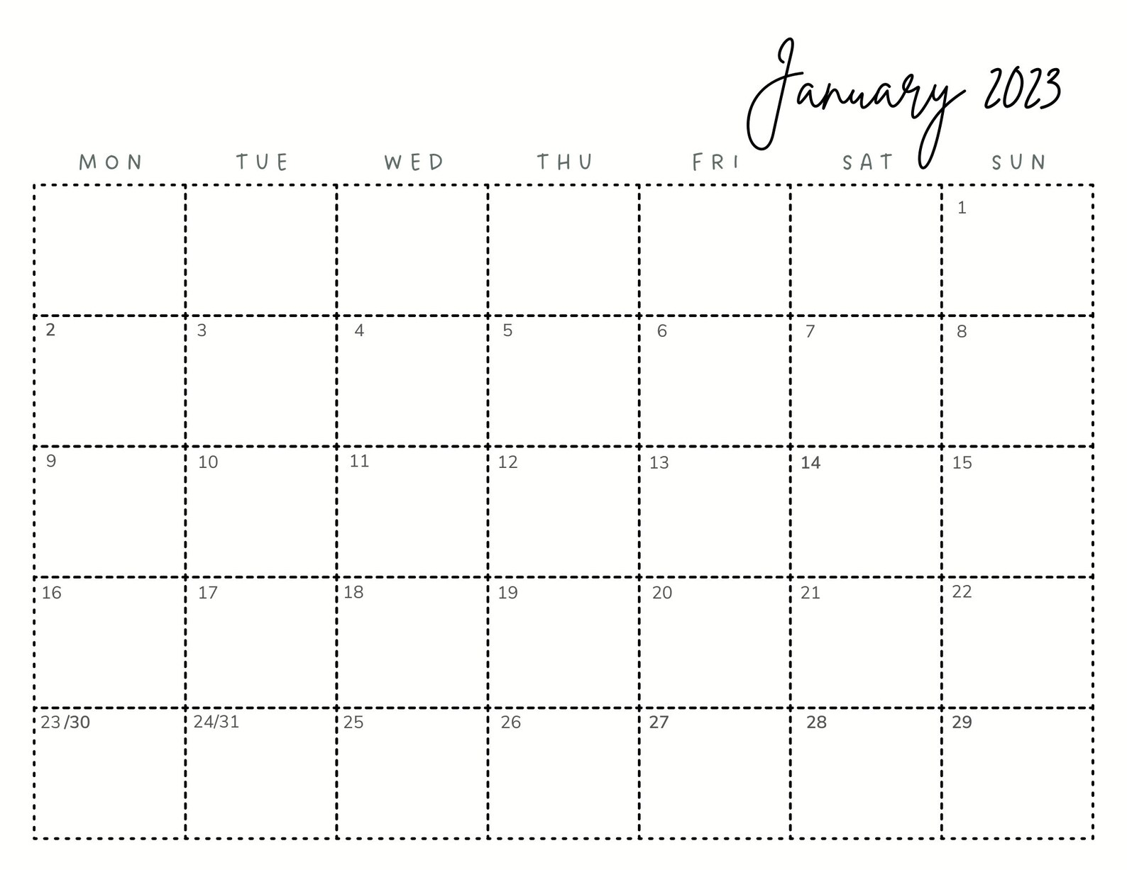 Printable/ Editable /2022 /2023 Calendar / Simple Black and - Etsy