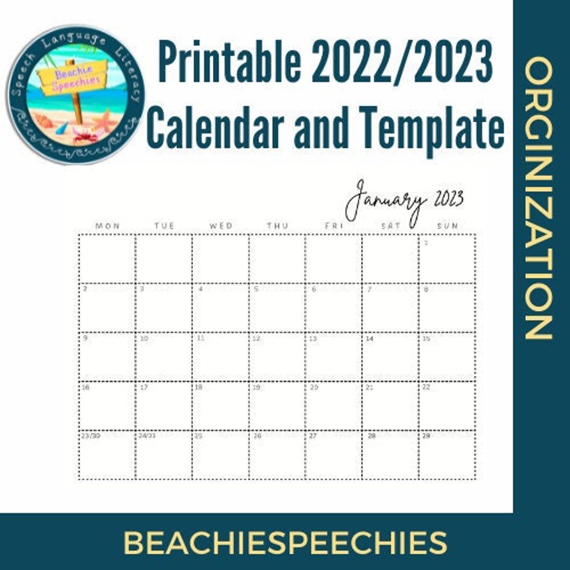 Printable/ Editable /2022 /2023 Calendar / Simple Black and - Etsy