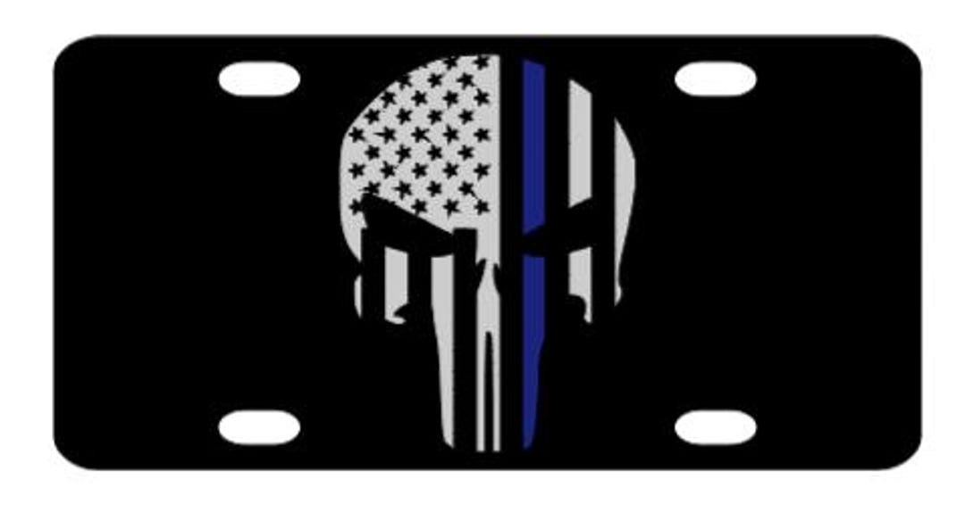 Punisher Skull Thin Blue Line License Plate - Etsy