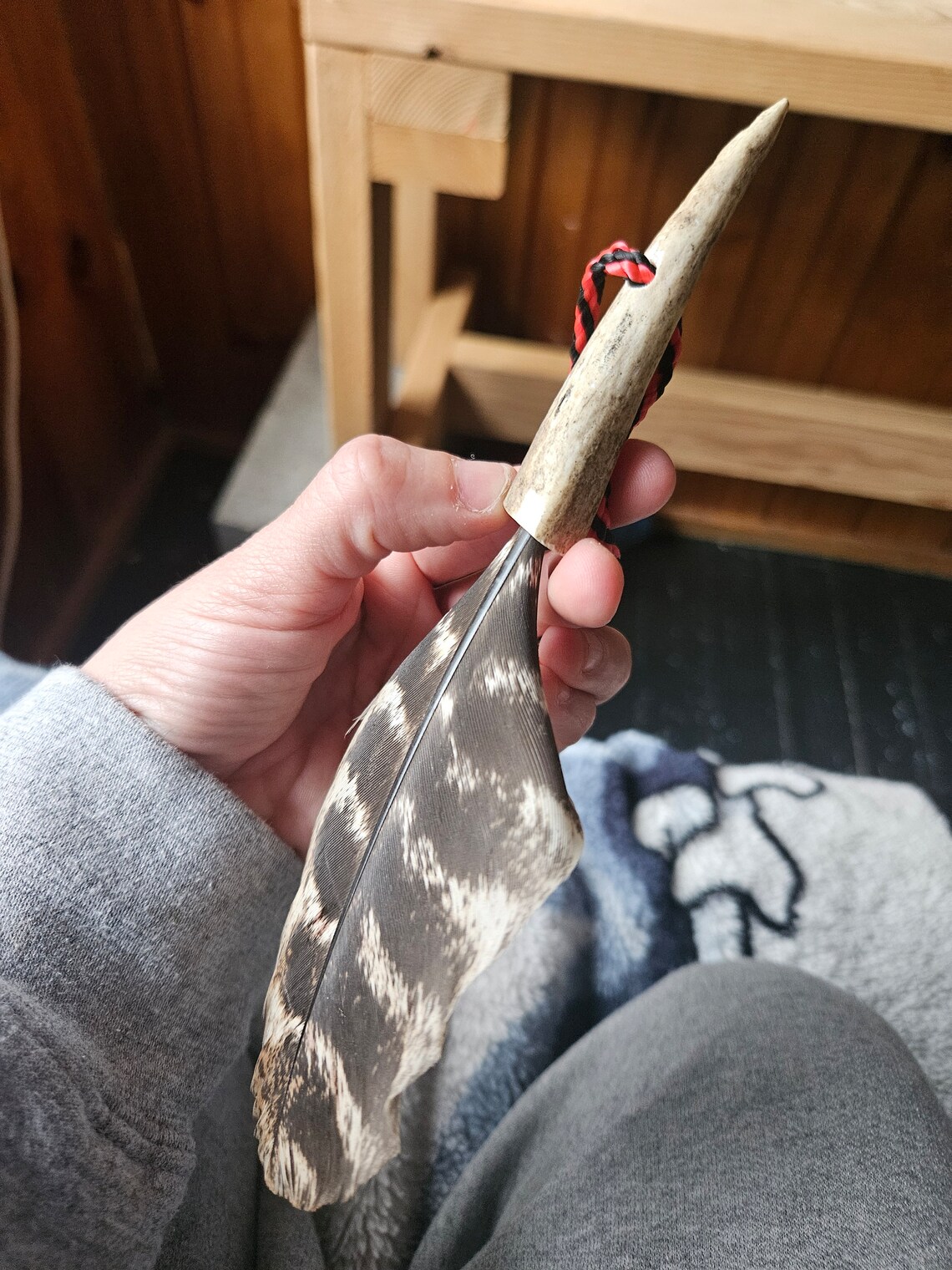 One Whitetail Deer Antler/turkey Feather Decor - Etsy
