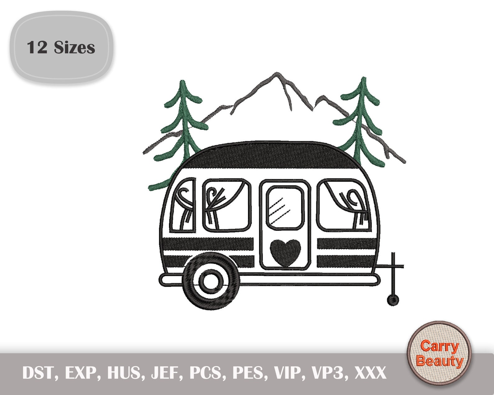 Caravan Embroidery Camping Embroidery Mobile Home Design - Etsy