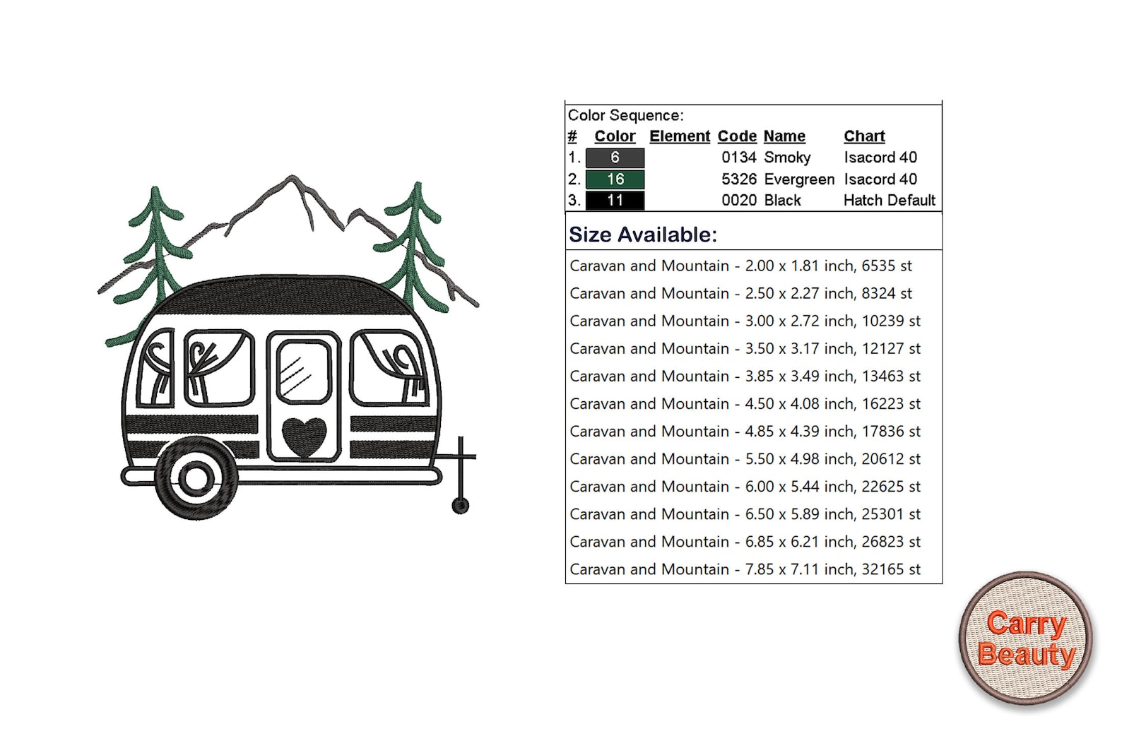 Caravan Embroidery Camping Embroidery Mobile Home Design - Etsy