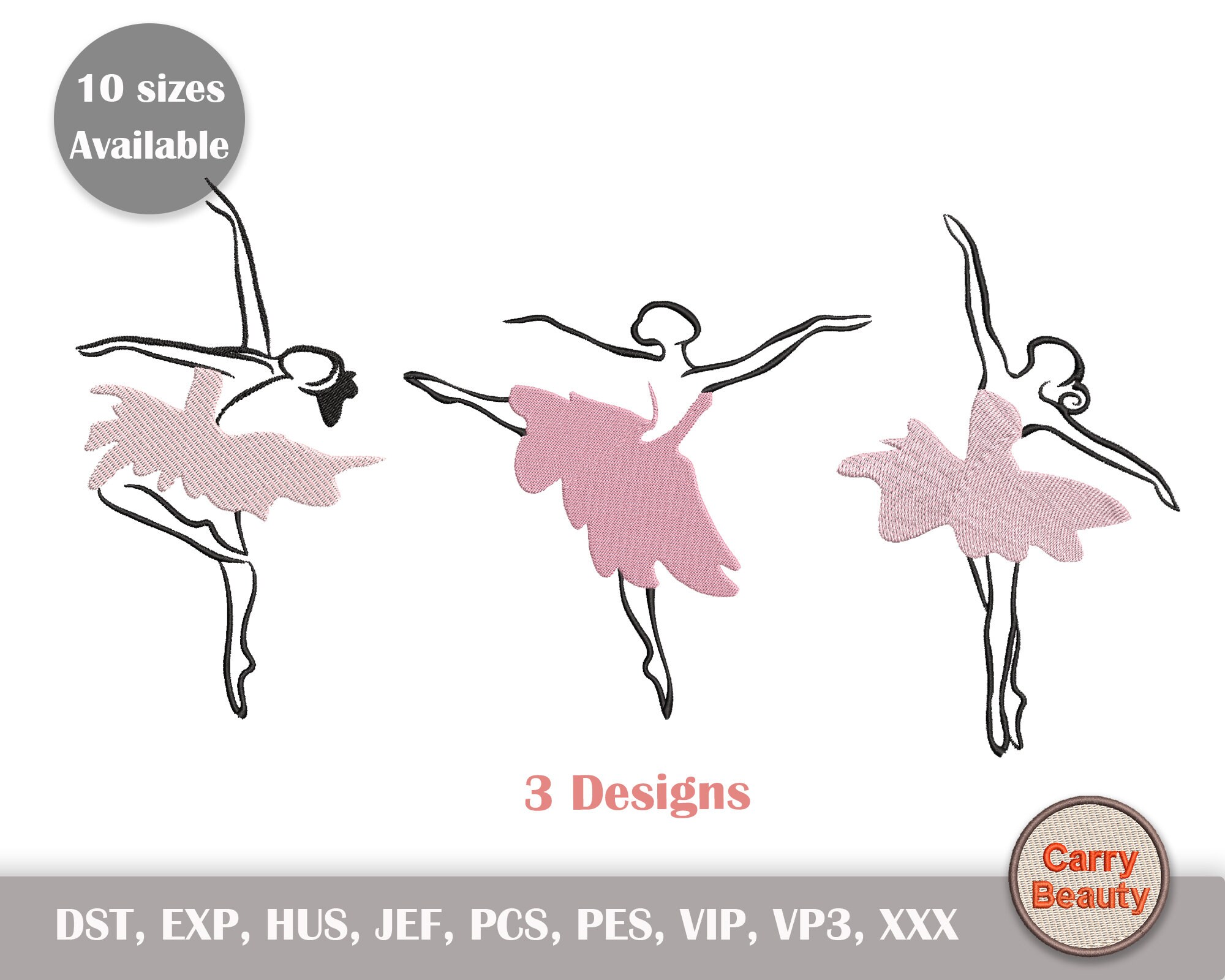 3 Dancing Embroidery Girl Embroidery Ballerina Embroidery | Etsy