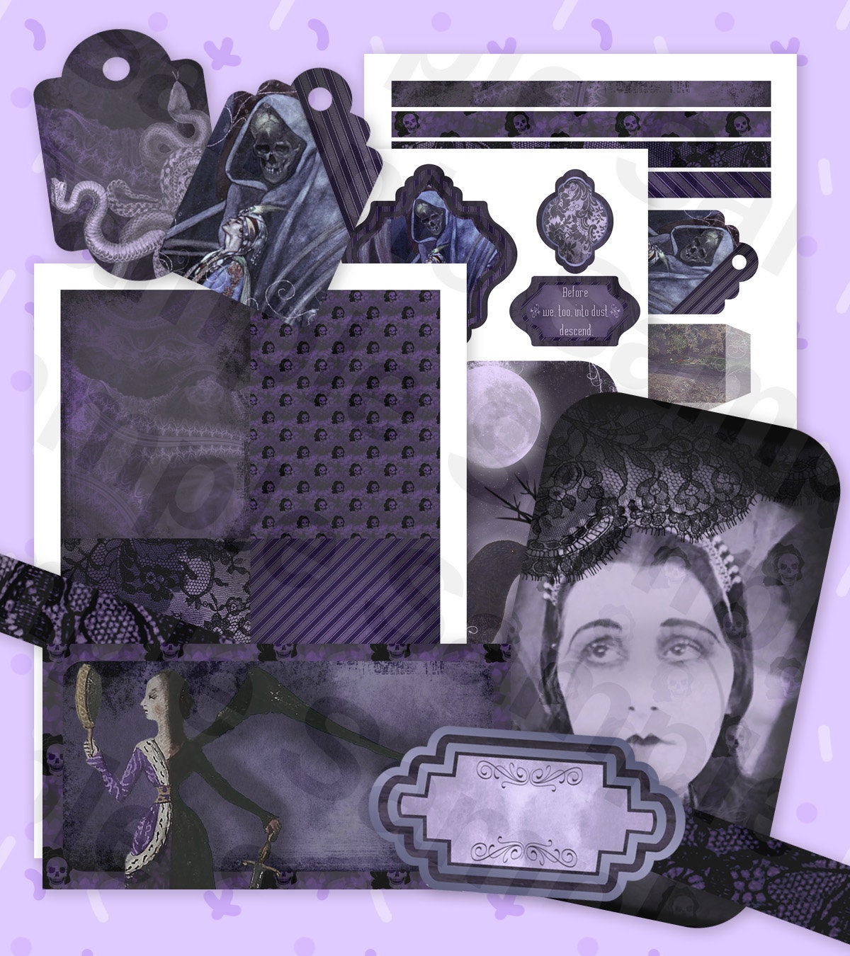 Dark Romance Printable Ephemera Set for Junk Journal or Scrap Book - Etsy