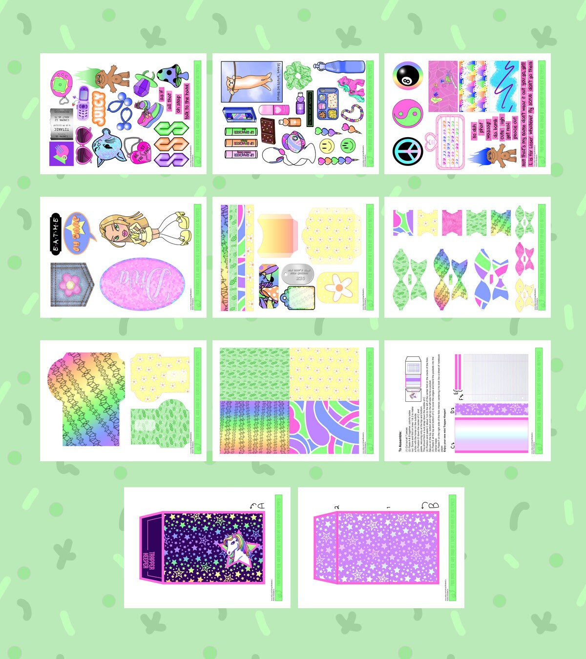 90's Girl Printable Ephemera Set for Collage, Scrapbook, Junk Journal ...