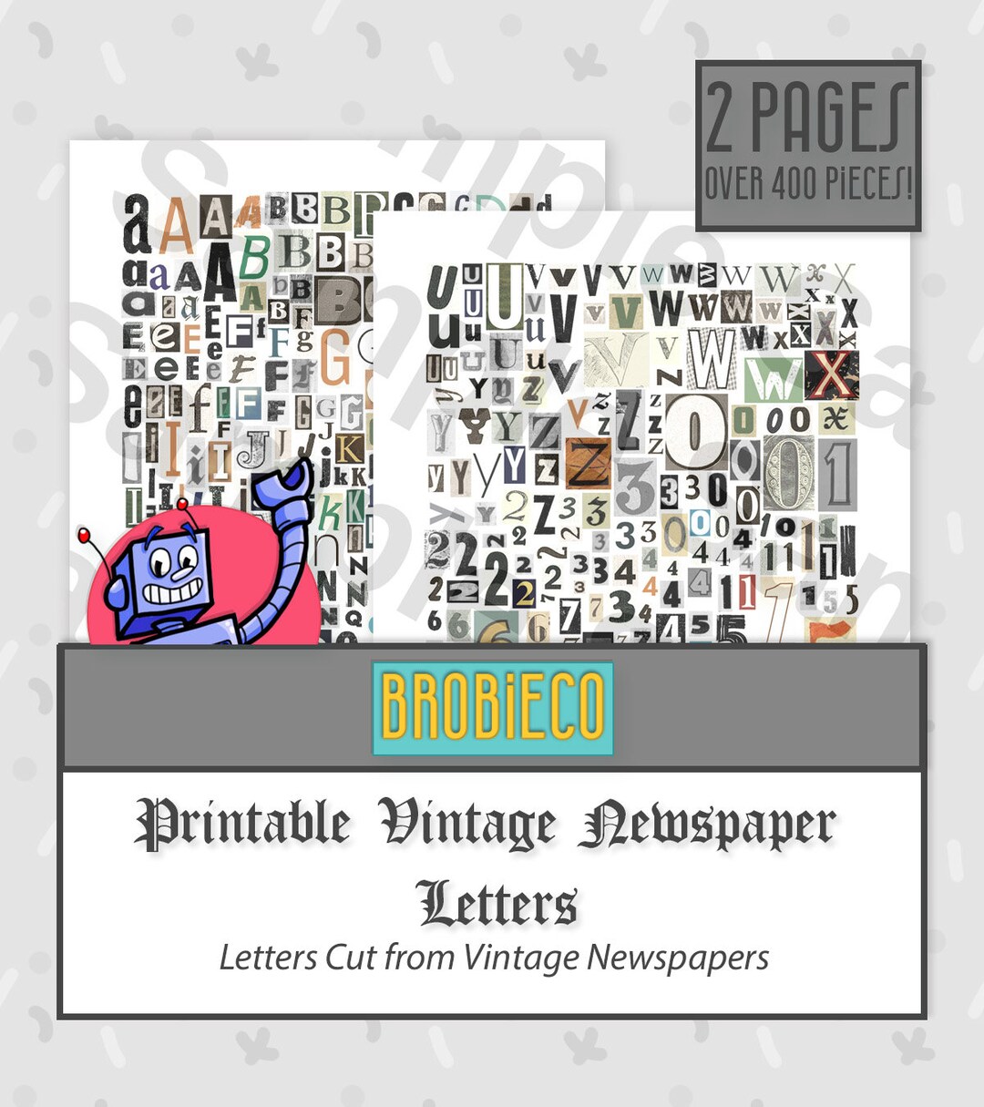 Printable Vintage Newspaper Cutout Letters for Collage or Junk Journal ...