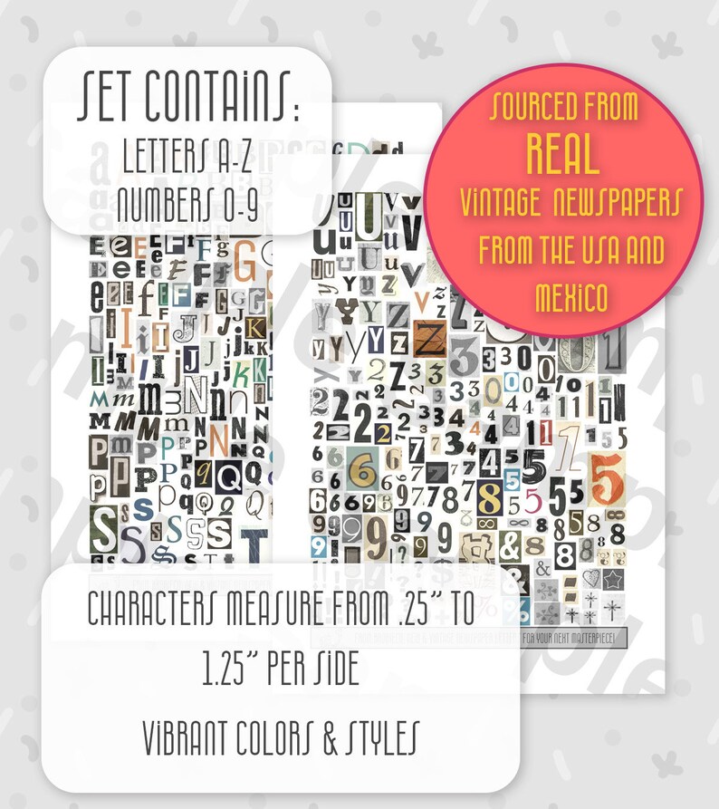 Printable Vintage Newspaper Cutout Letters for Collage or Junk Journal ...