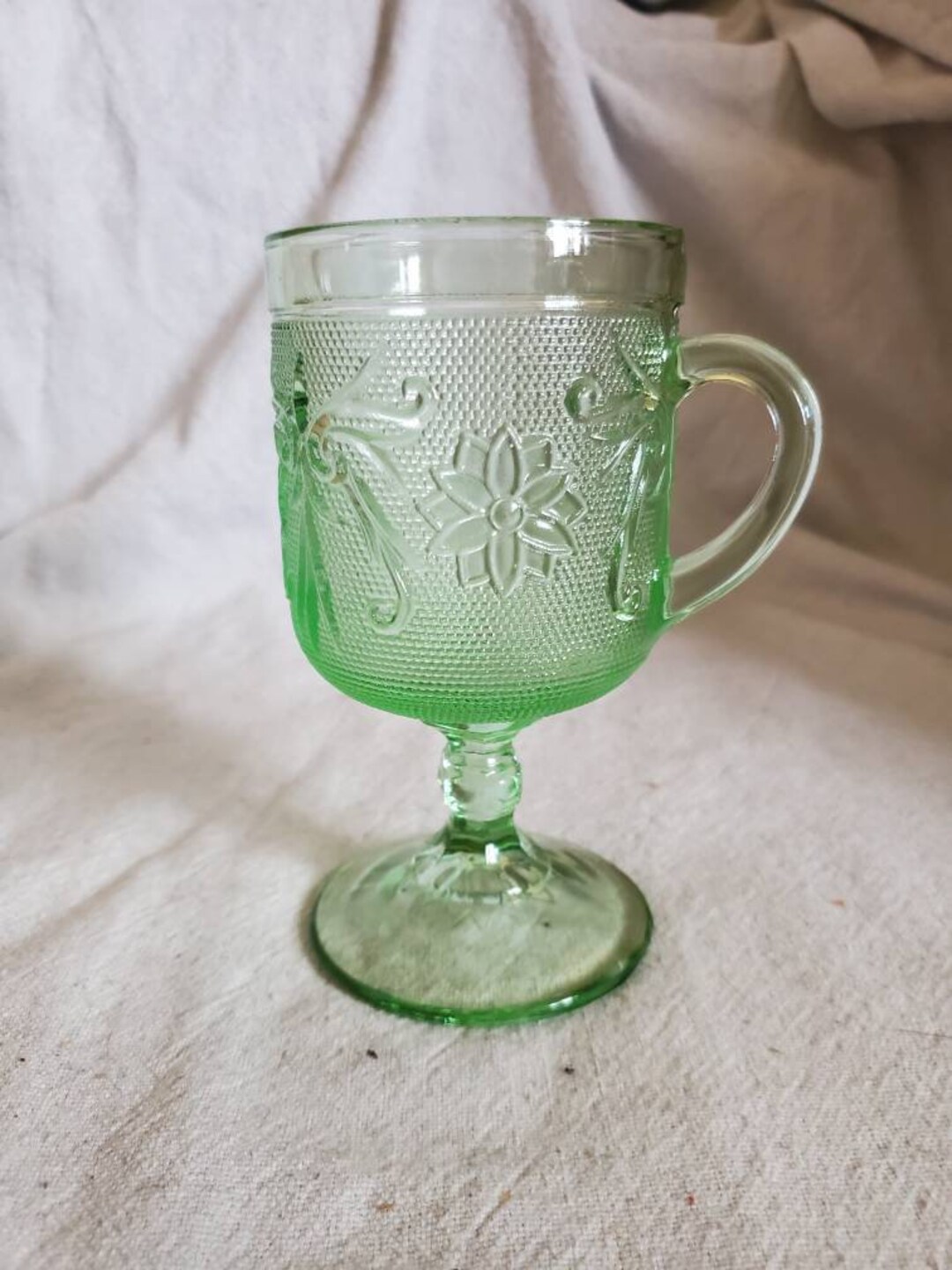 Vintage Mid Century Tiara Green Chantilly Glass Goblet - Etsy