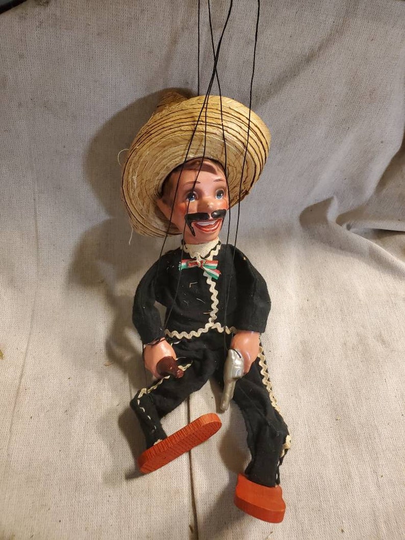 Vintage Mariachi Puppet 16 Inches Marionette Mexico Bottle Sombrero - Etsy