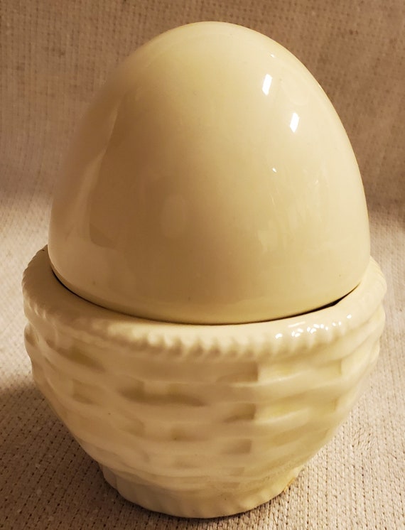 Vintage Ceramic Egg Trinket Box | Etsy