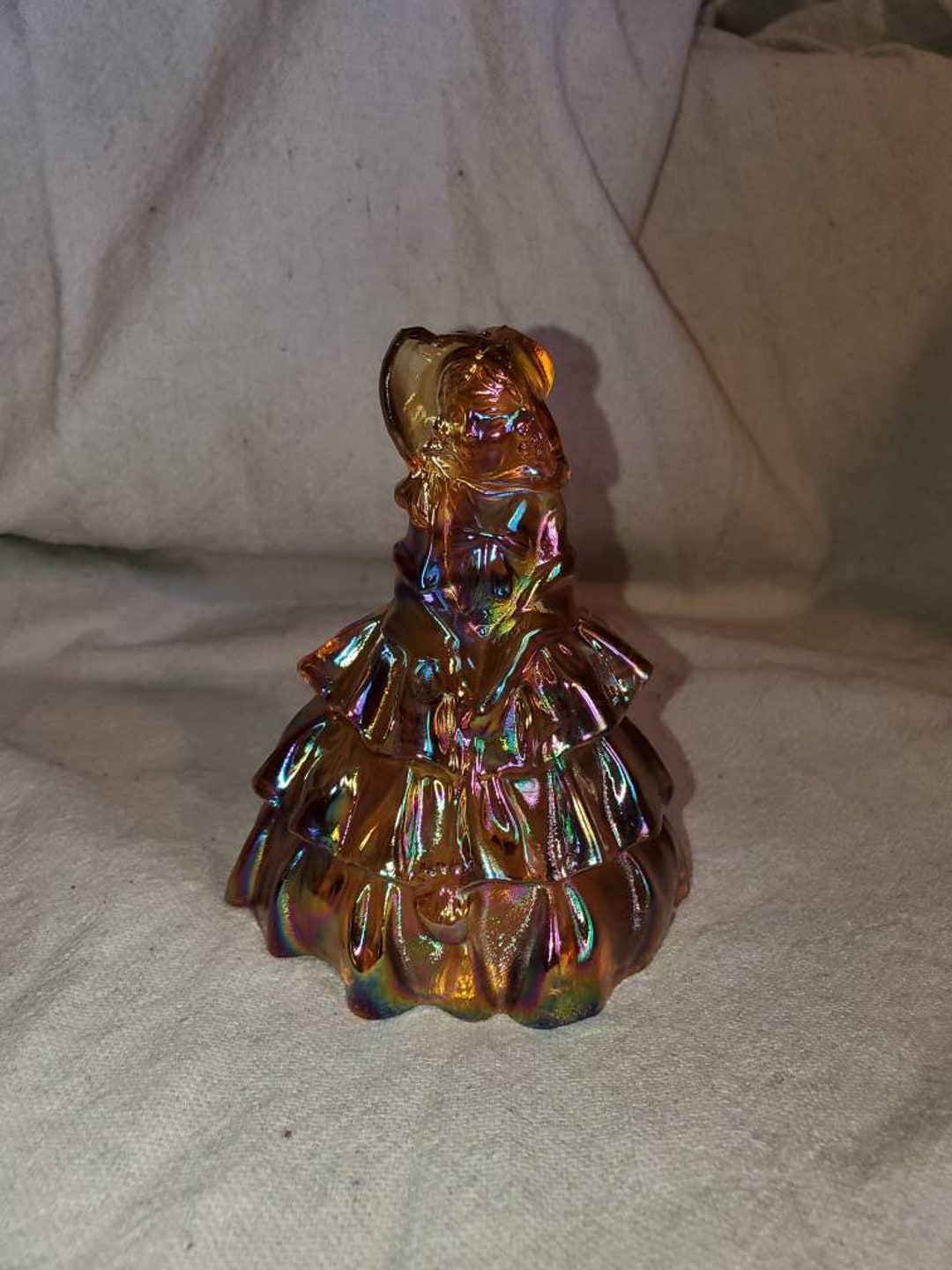 Vintage 1930s Fenton Carnival Orange Lusterware Southern Bell Figurine ...