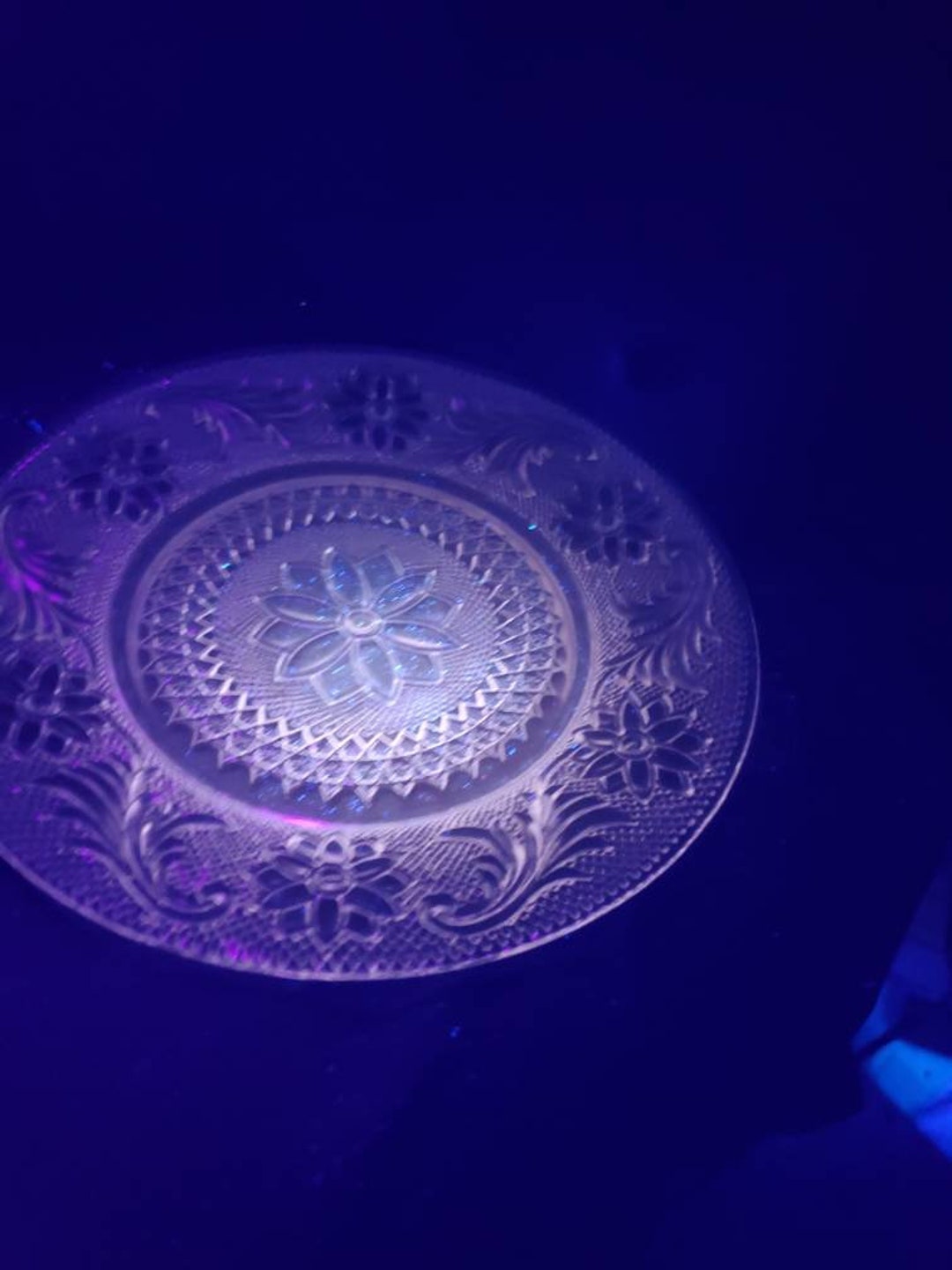 Vintage Mid Century Clear Selenium Chantilly Dessert Salad Glass Plate ...