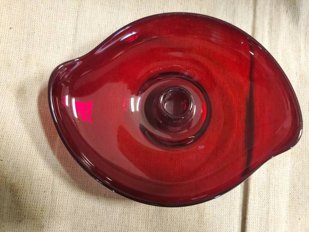 Vintage Viking Epic Ruby Red Glass Candle Holder - Etsy