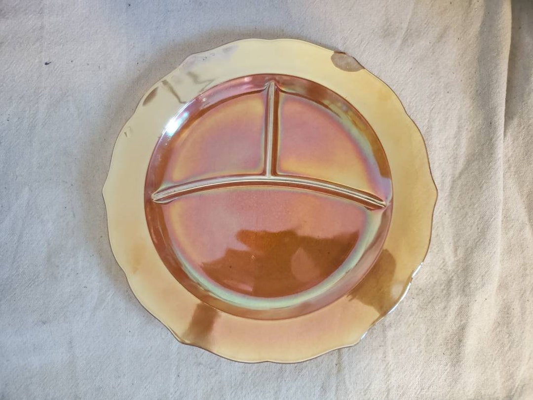 Vintage 1930s Carnival Orange Lusterware Dinner Plate With Food ...