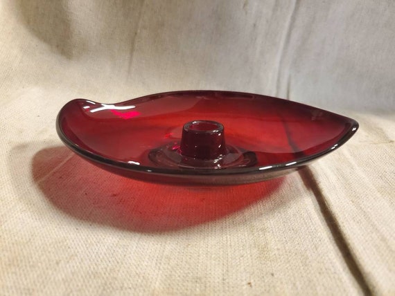 Vintage Viking Epic Ruby Red Glass Candle Holder | Etsy