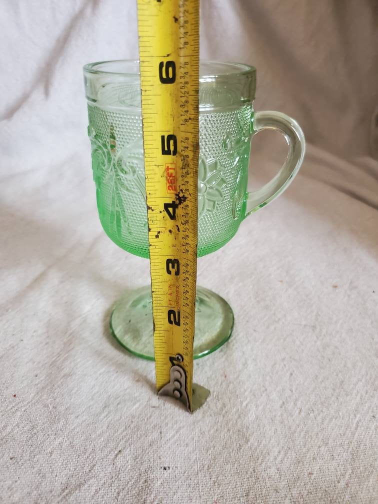 Vintage Mid Century Tiara Green Chantilly Glass Goblet - Etsy