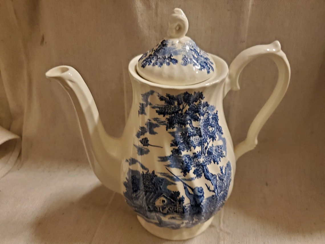 Vintage Fine Myott Meakin Tableware Blue Teapot Dish Coffee - Etsy