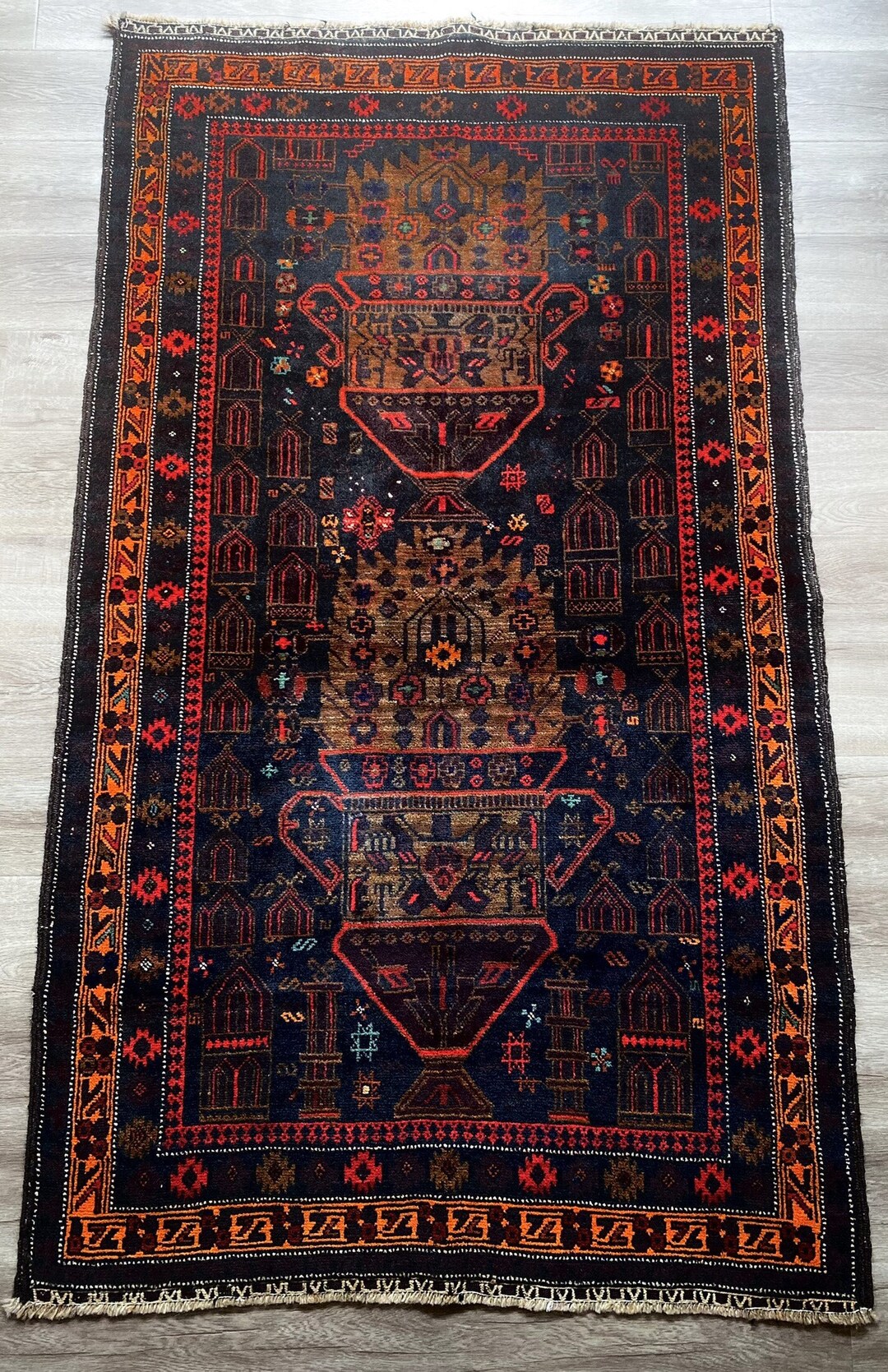 Afghan Ghazni Wool Rug | Abrash Effect | Oriental Rug | Hand Spun 100% ...