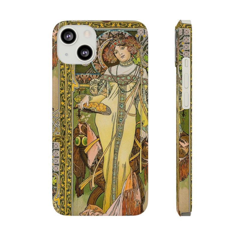 Autumn (1900) the Seasons by Alfons Mucha Art Nouveau Slim Phone Cases ...