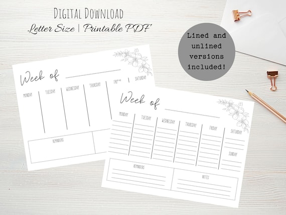 Weekly Planner Printable 2022 Weekly Planner PDF Days of - Etsy