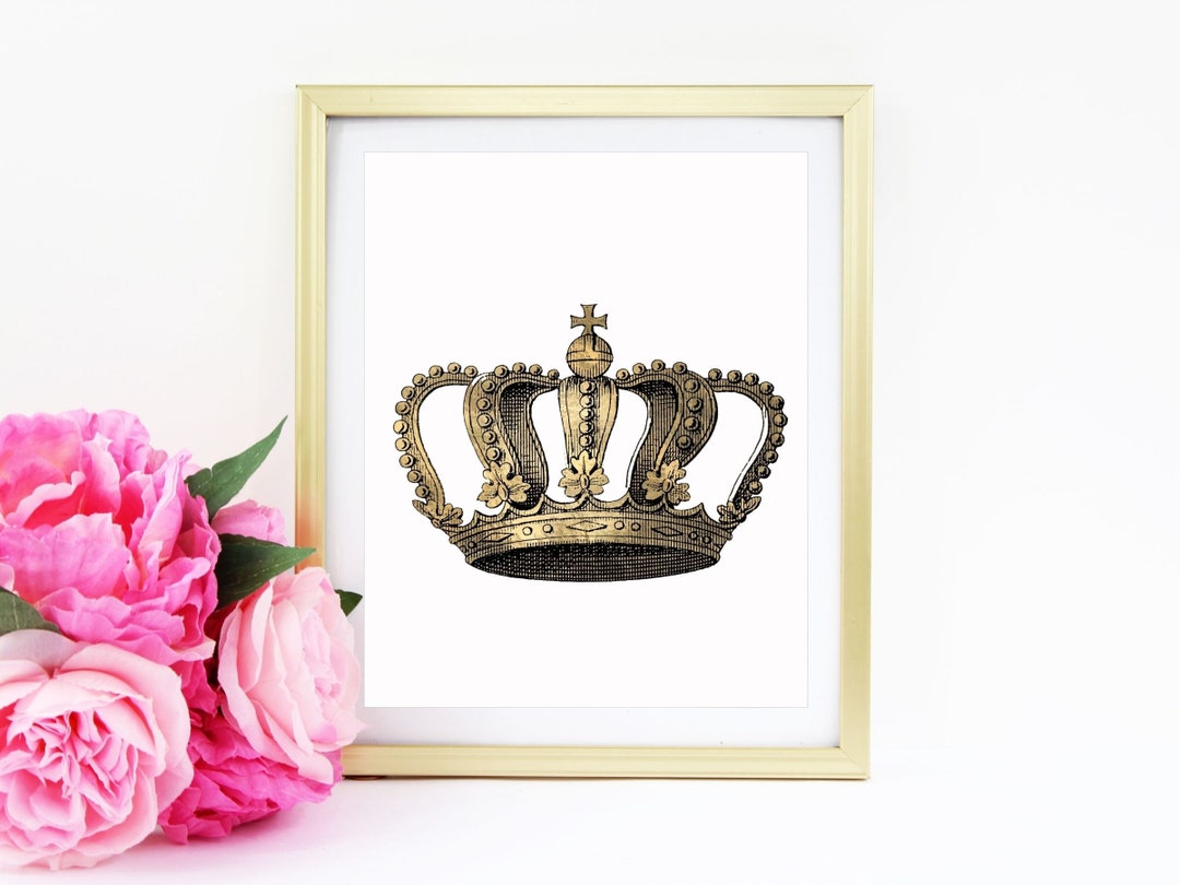 Crown Wall Decor Living Room Printable Wall Art Vintage Crown Wall Art ...