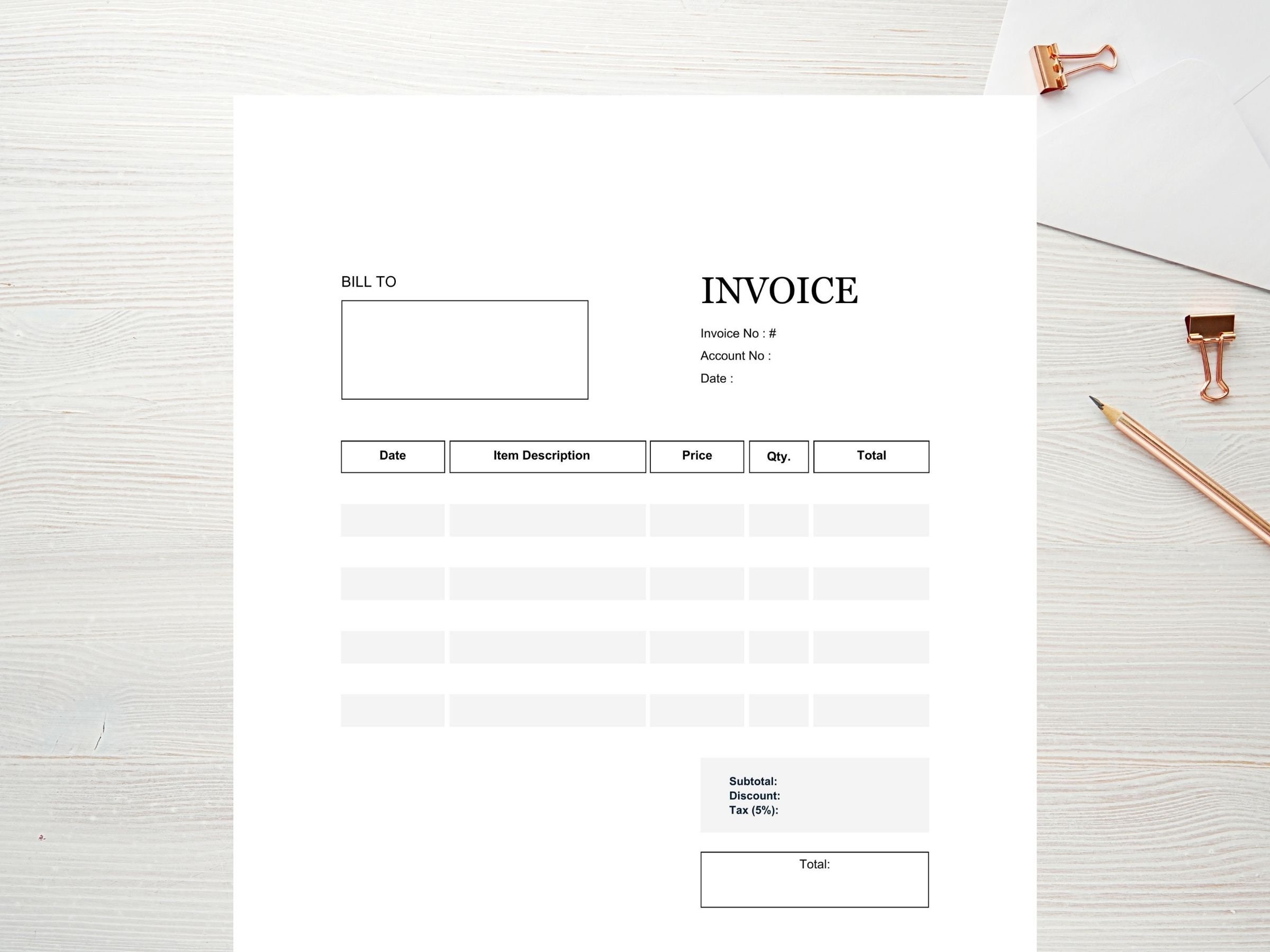 Editable Printable Invoice Template | Customizable Sales Receipt ...