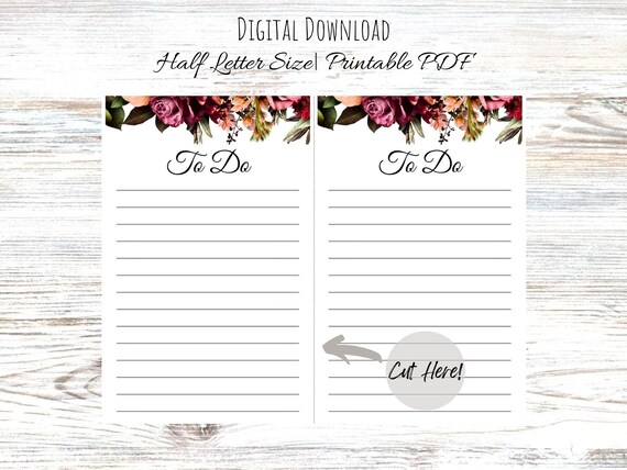 Floral to Do List Printable Minimal to Do Checklist Daily - Etsy