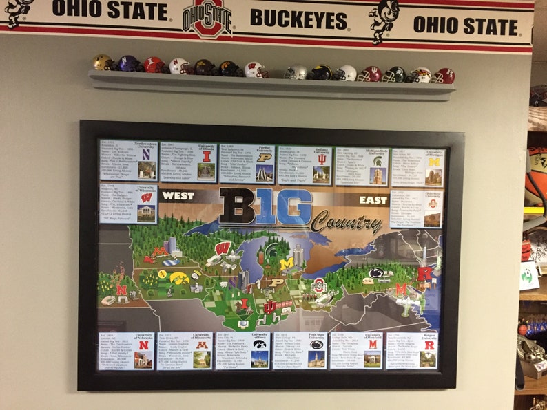 Big Ten Conference Map/poster B1G Size 24 X 36 | Etsy