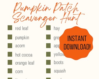Pumpkin Patch Scavenger Hunt for Kids, Fall Treasure Hunt, Autumn Party ...