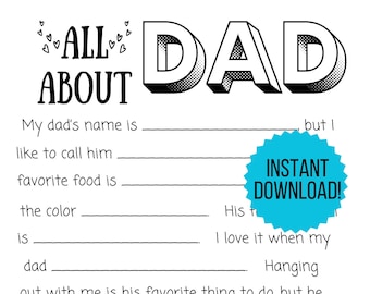 Father's Day Printable Questionnaire Father's Day Digital Download All ...