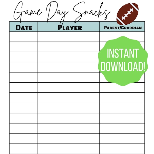 Football Sign up Sheet - Etsy UK