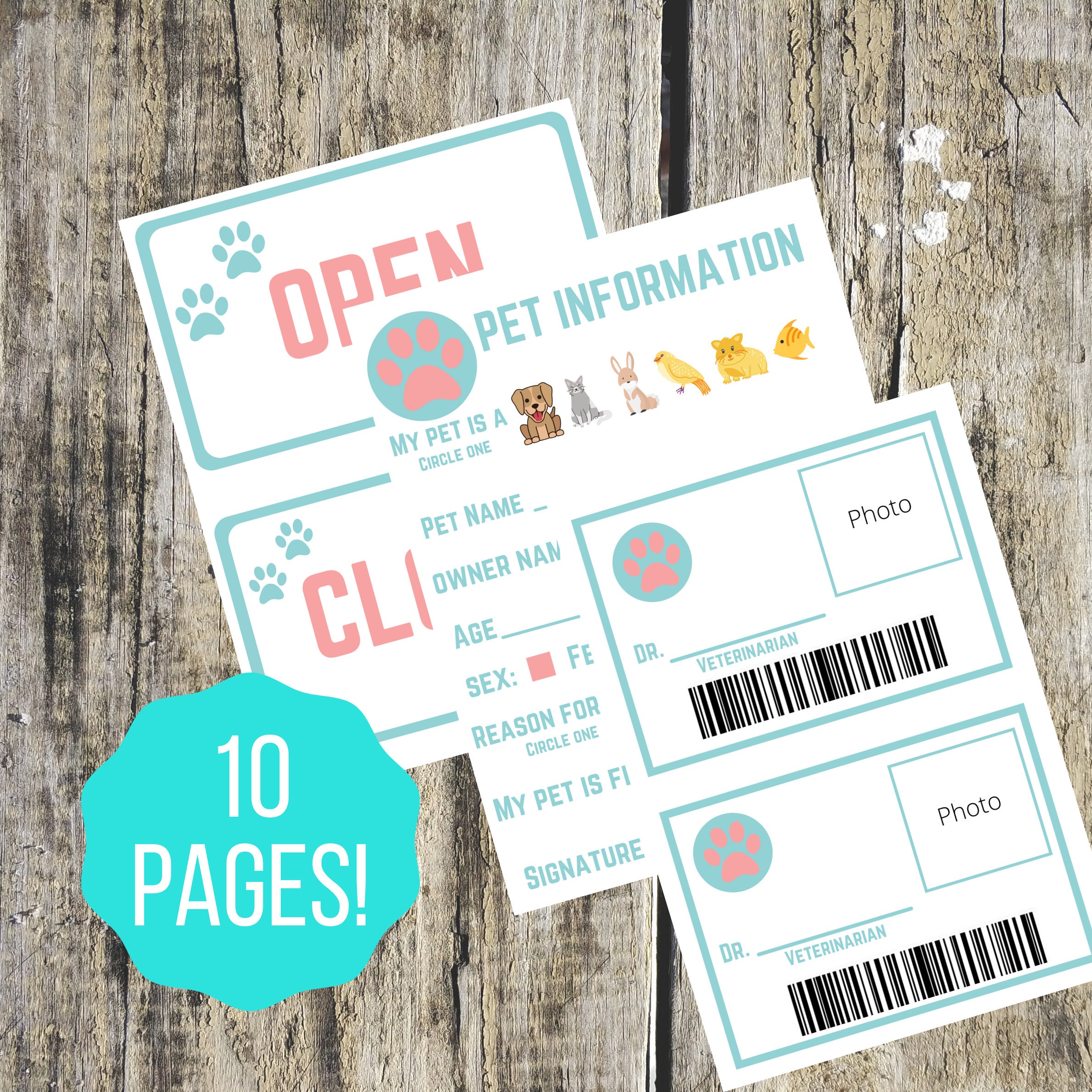 Veterinarian Dramatic Play Printables | Etsy