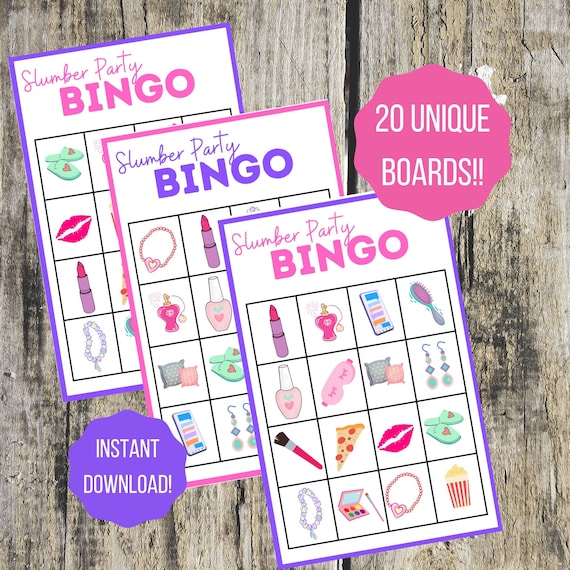 Slumber Party Bingo Sleepover Bingo Etsy Finland