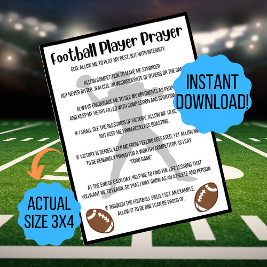 Football Player Prayer | Football Printable | Football Tag - Etsy