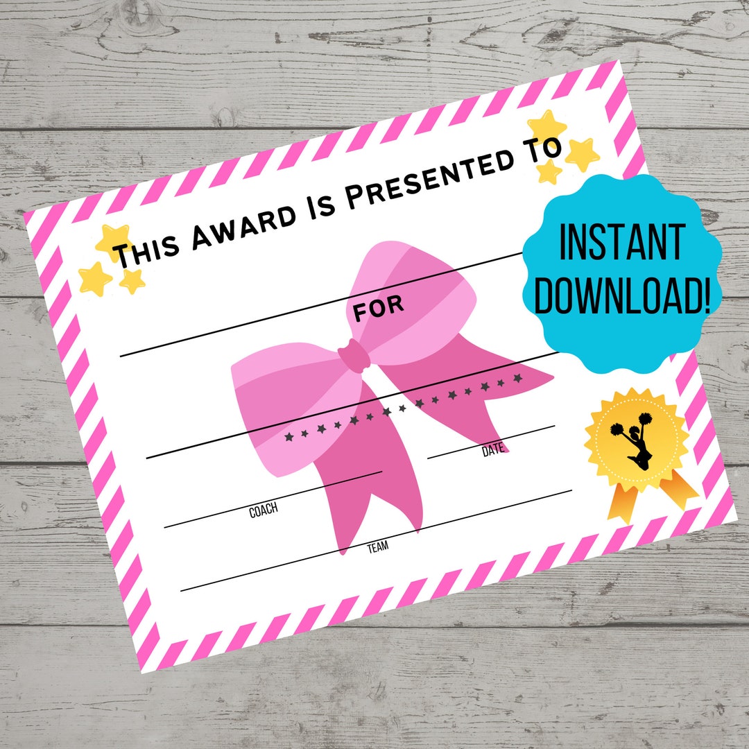 Cheer Certificate | Cheerleading Award | Cheerleader Award - Etsy