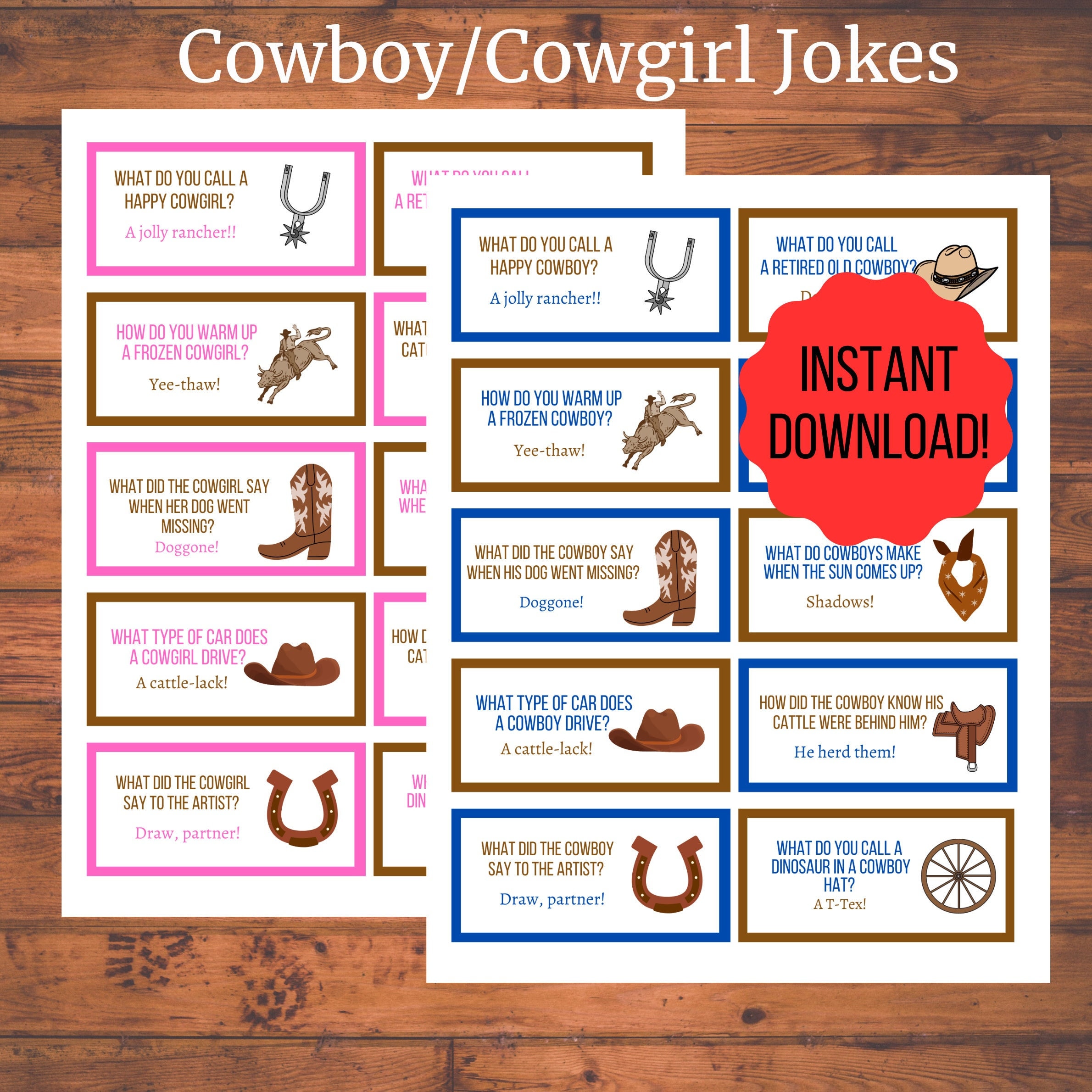 Cowboy Jokes / Cowgirl Jokes/ Western Jokes / Lunchbox Jokes - Etsy