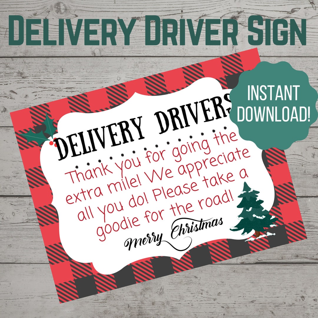 Delivery Driver Sign | Holiday Thank You Sign - Etsy