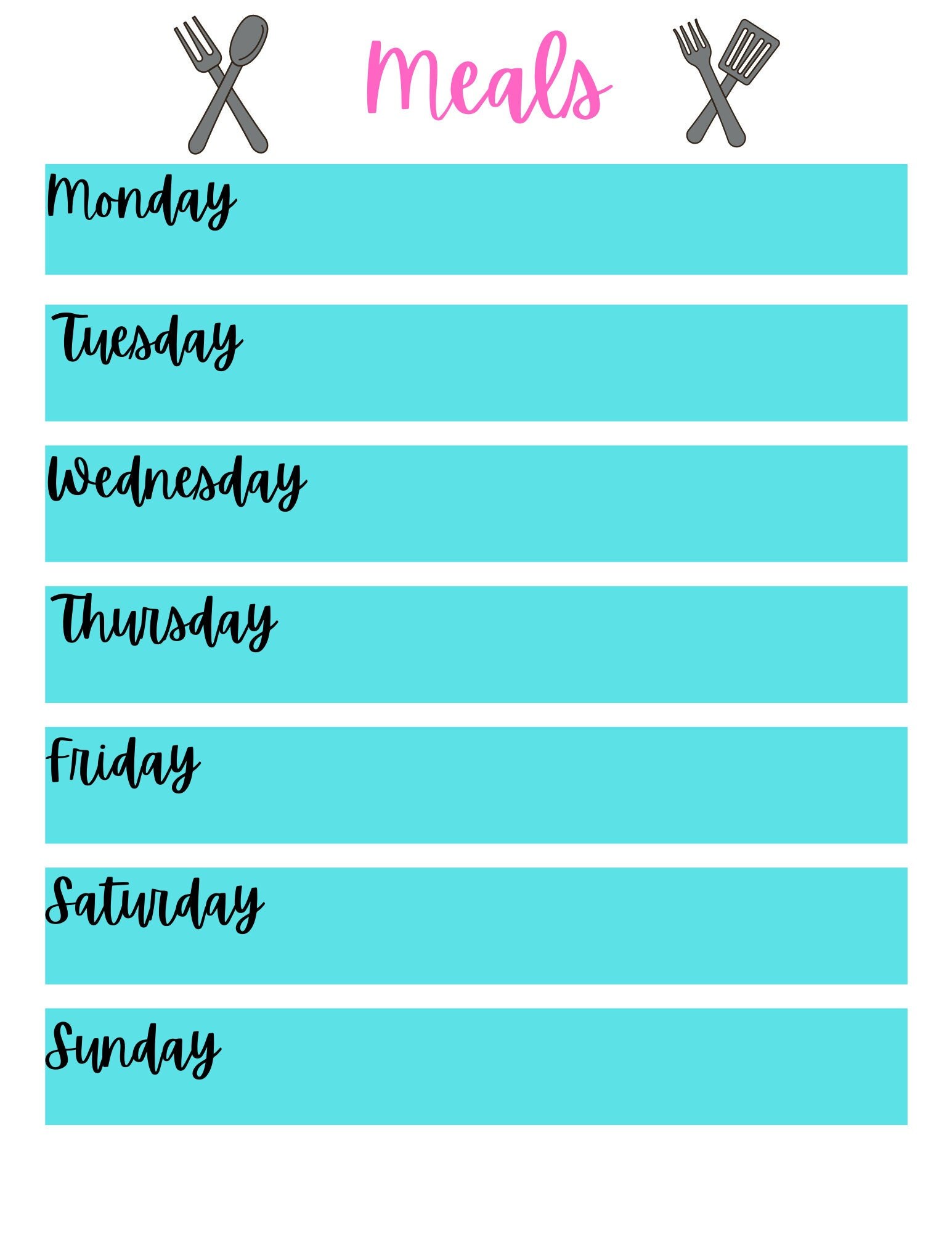 Printable Weekly Dinner Menu