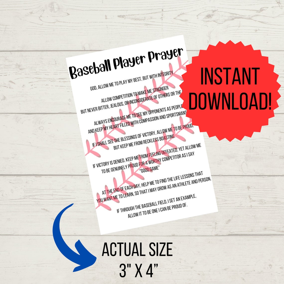 Baseball Prayer 3x4 - Etsy