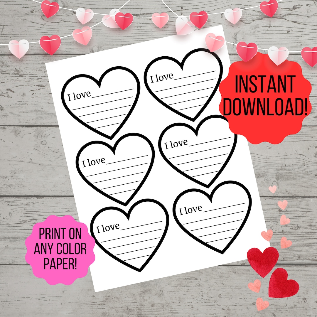 Printable Love Note Hearts for Valentine's Day | Notes for Kids in ...