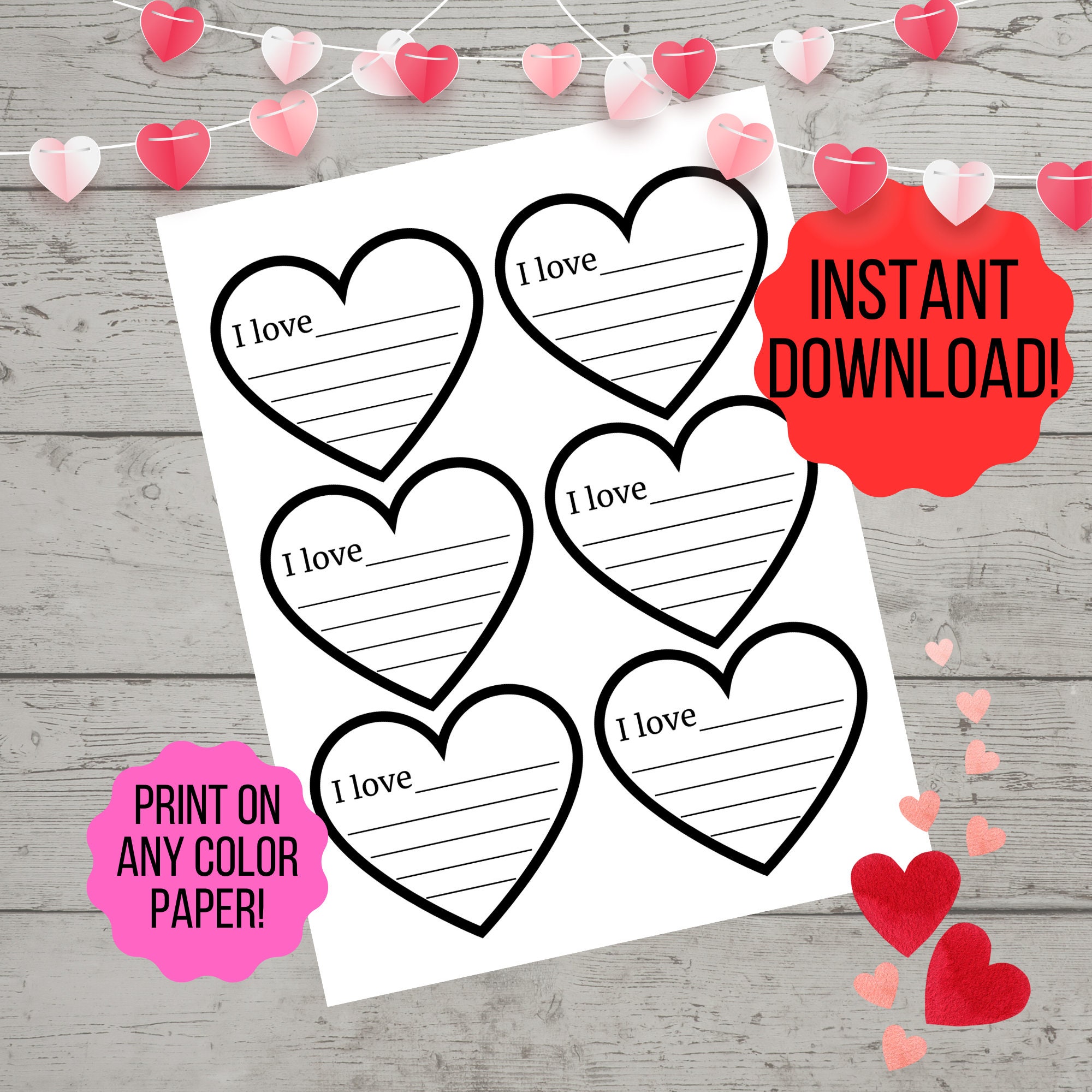 Printable Love Note Hearts for Valentine's Day | Notes for Kids in ...