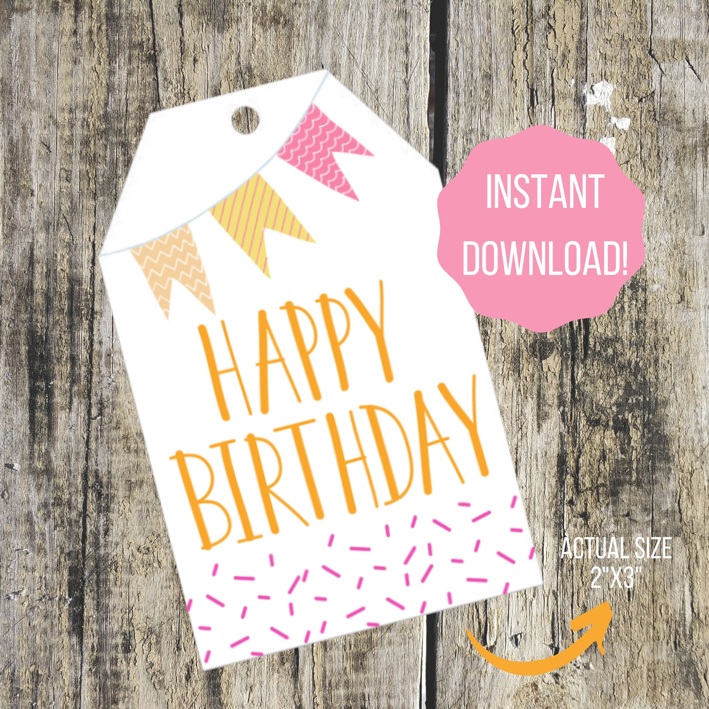 Printable Happy Birthday Gift Tag - Etsy