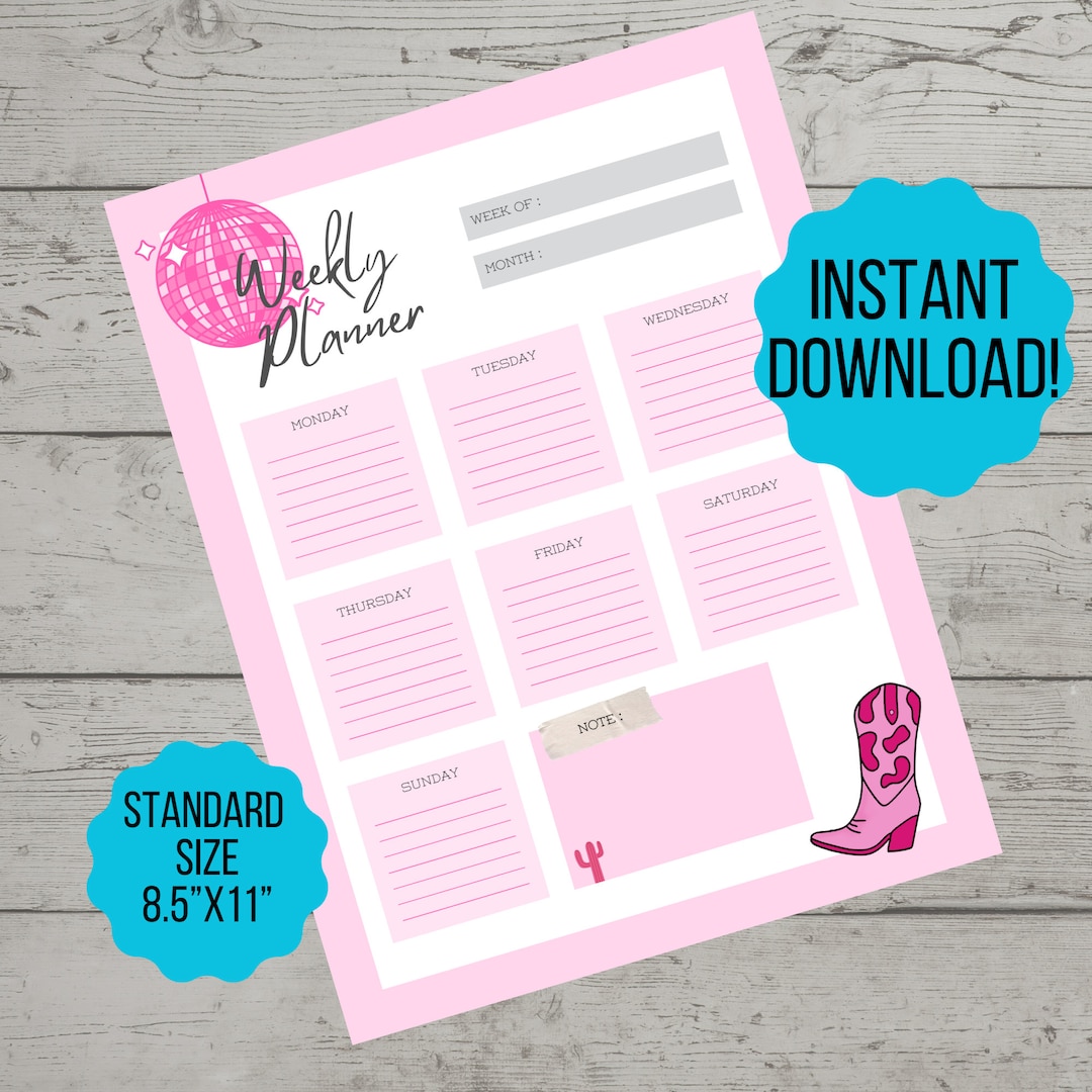 Weekly Planner Printable | Disco Cowgirl Planner - Etsy