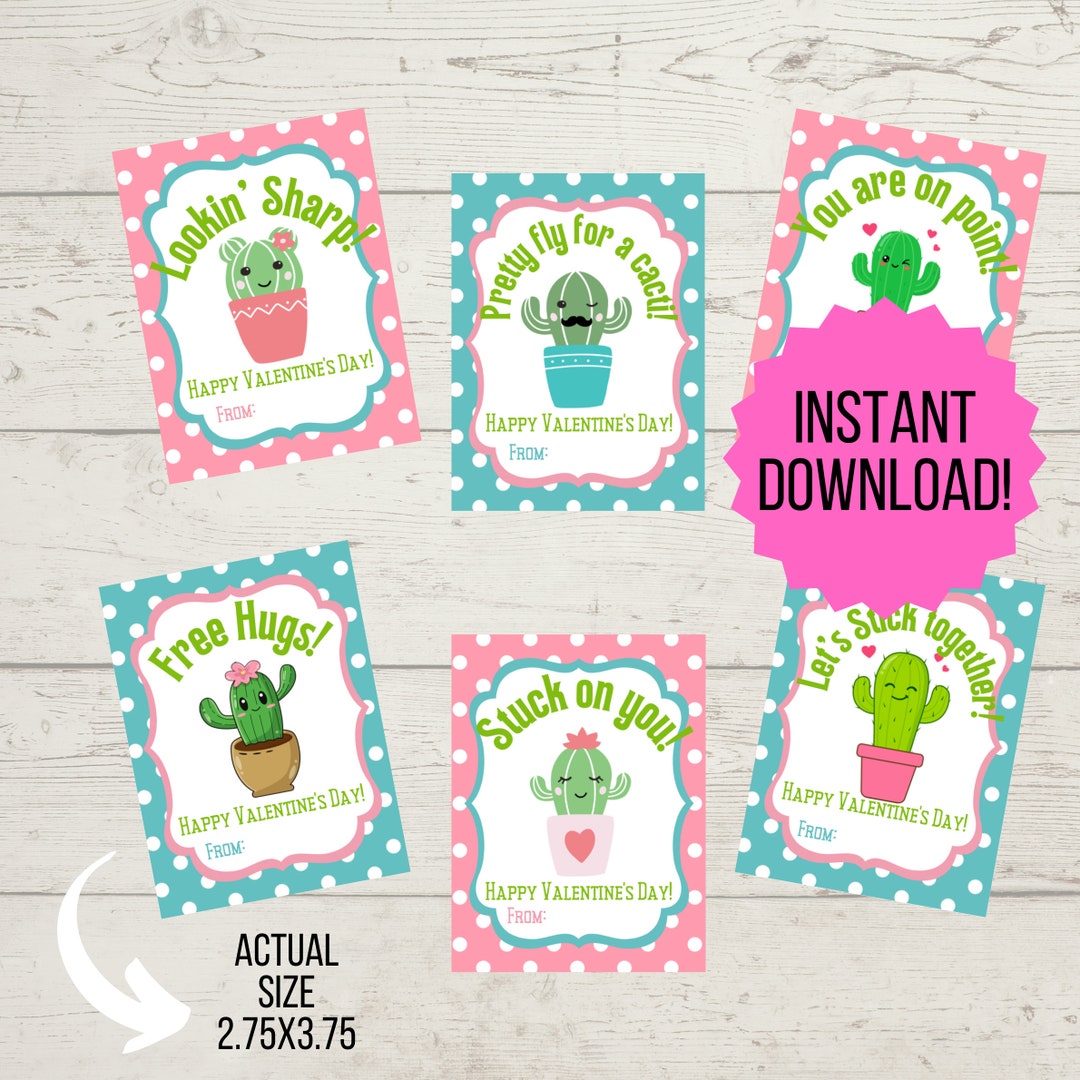 Cactus Valentines Printable - Etsy