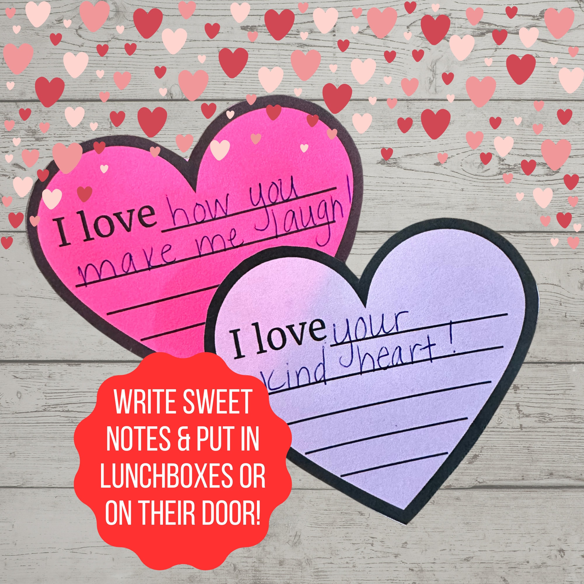 Printable Love Note Hearts for Valentine's Day | Notes for Kids in ...